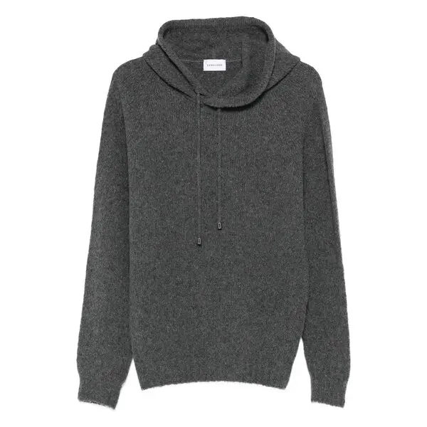 SCAGLIONE Ribbed Knit Hoodie - Grey