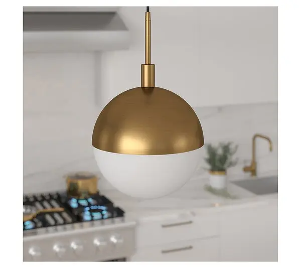 HUDSON&CANAL Orb 10 Wide Large Pendant With Glass Shade