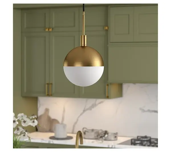HUDSON&CANAL Orb 8' Wide Small Pendant With Gla Ss Shade