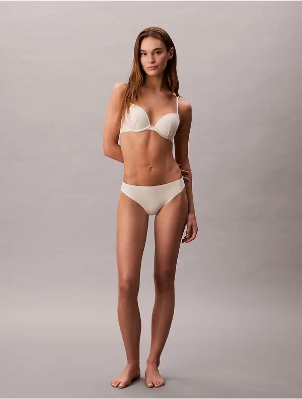 Calvin Klein Perfectly Fit Lace Push Up Plunge Bra - Bone White