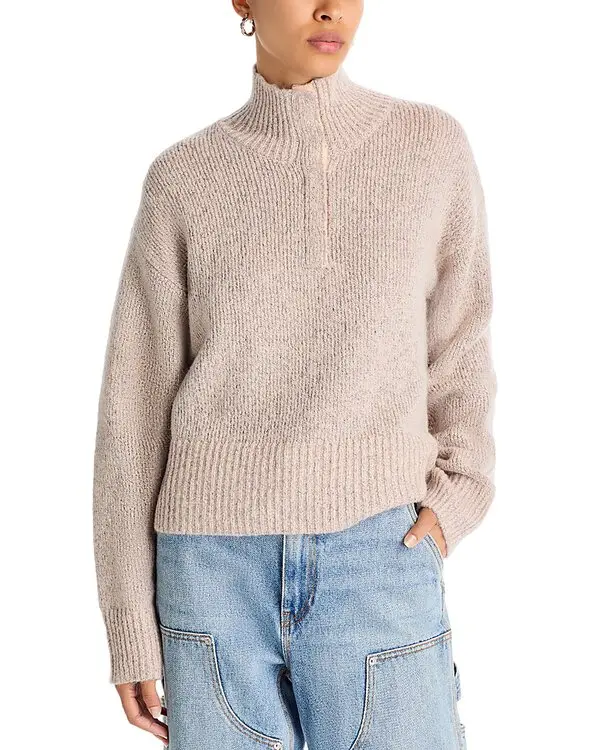 525 Boxy Snap-front Henley Sweater