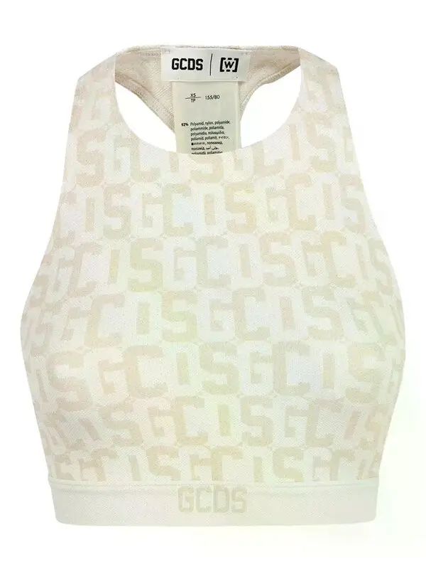 Gcds Logo-jacquard Racer-back Top - Neutrals