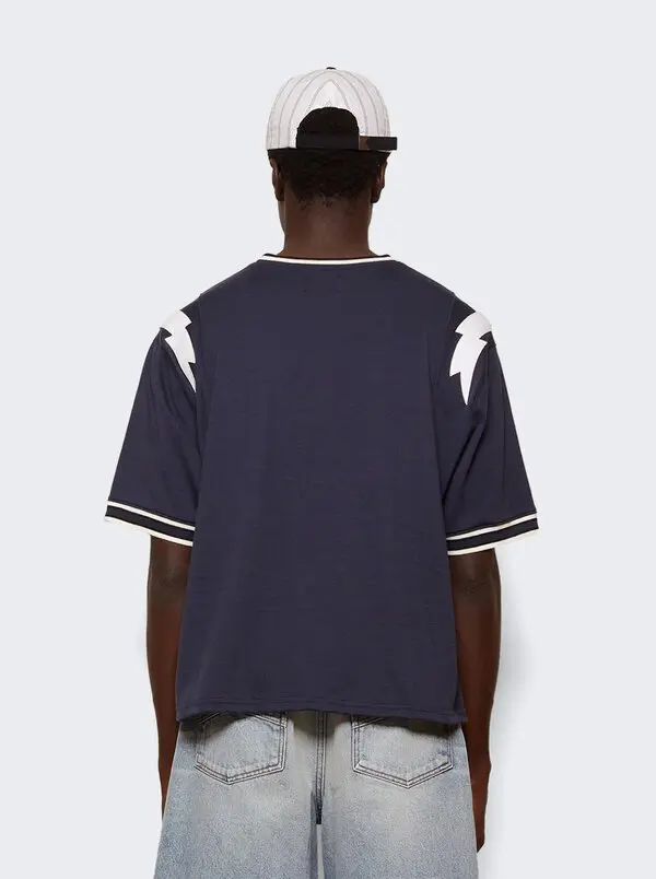 Rhude Logo Lightning Ringer Tee Navy