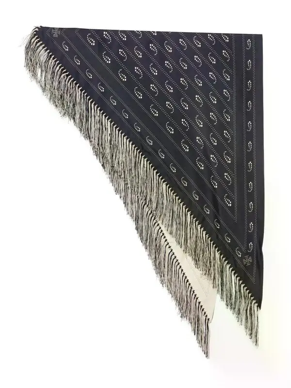 Tory Burch Paisley-print Fringed Scarf - Blue