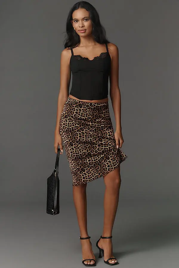 NIA Sheer Mesh Midi Skirt - Leopard