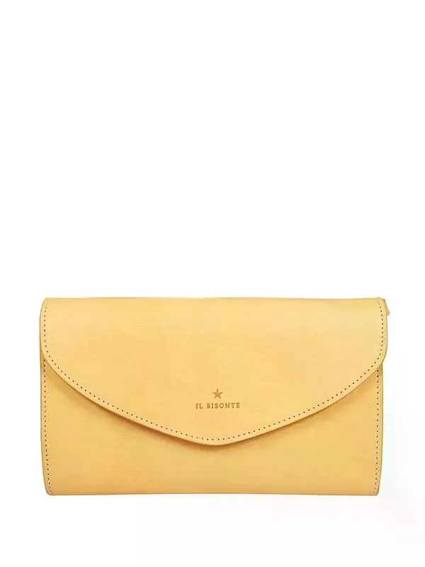 Il Bisonte Buttoned-flap Leather Clutch - Yellow