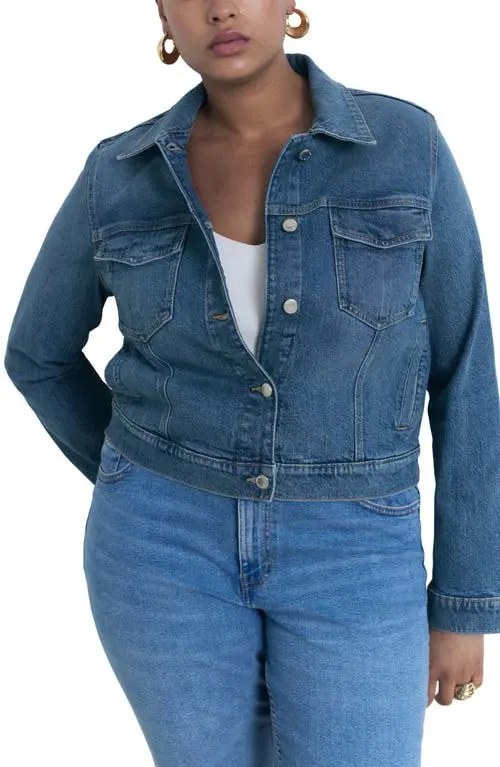 Mango Pockets Denim Trucker Jacket - Medium Blue