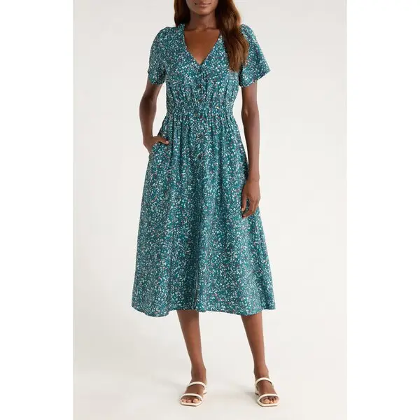Marine Layer Annika Floral Midi Dress