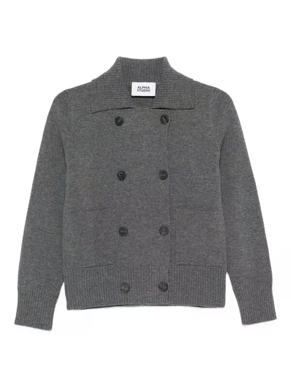 Alpha Studio Double-breasted Wool Cardigan