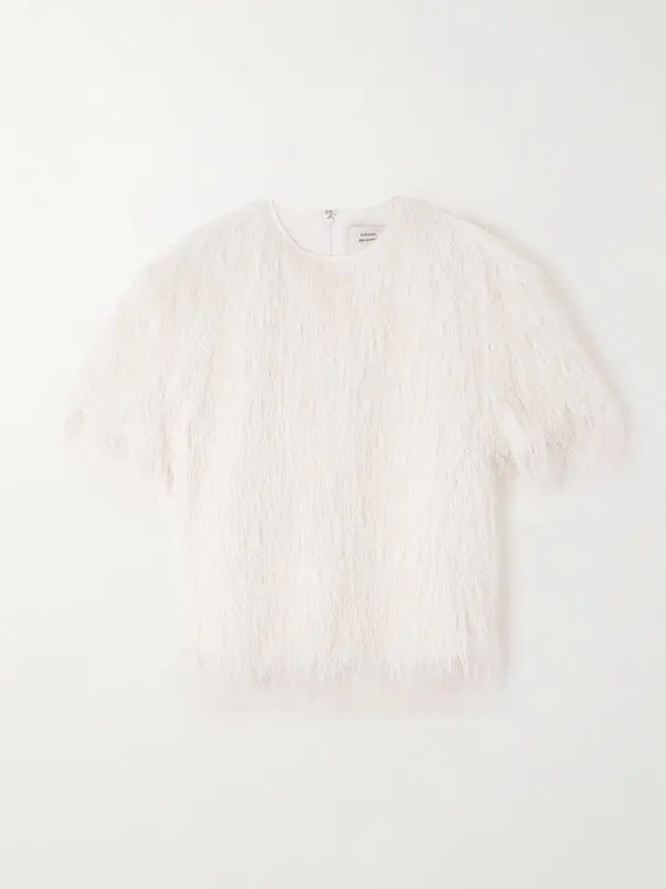 Loulou De Saison Zaro Fringed Jersey Top - White
