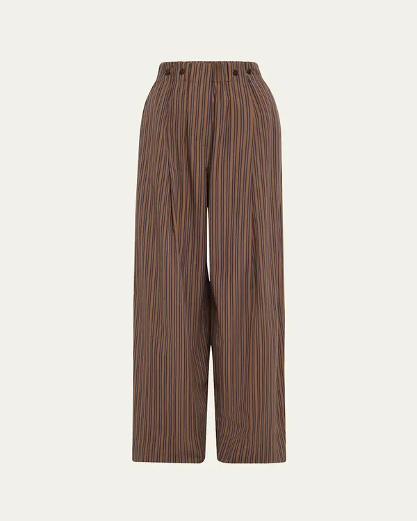A.L.C. Emmett Pinstripe Wide-leg Pants - Brown Mult