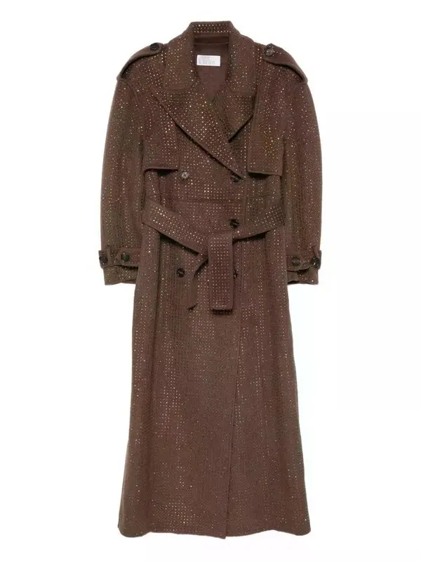 Giuseppe Di Morabito Crystal-embellished Double-breasted Trench Coat