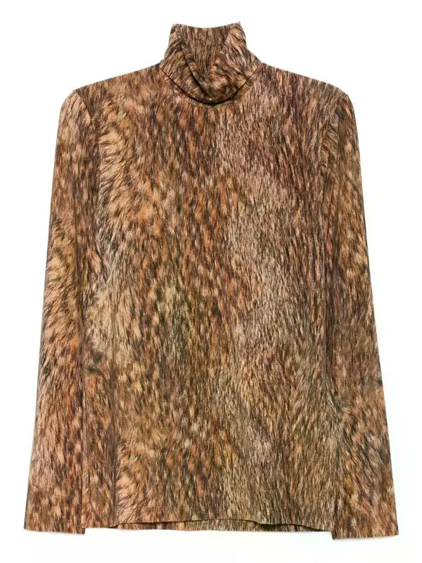 MAISON MARGIELA Animal-print Turtleneck Top