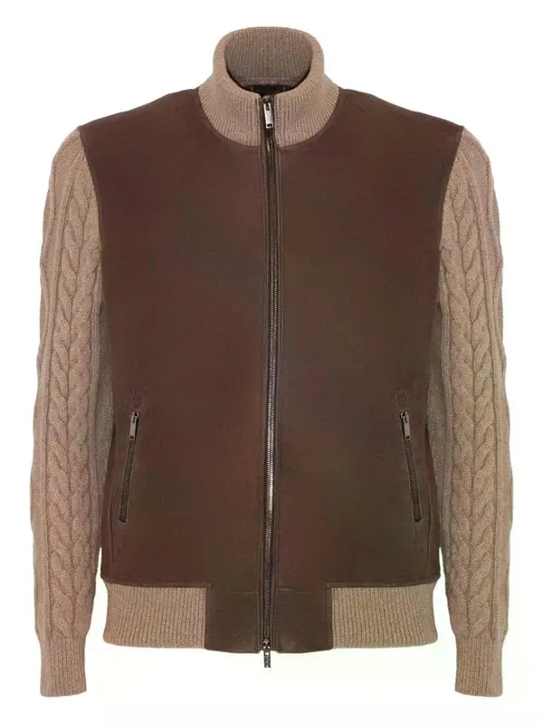 VOLFAGLI FIRENZE Suede Jacket With Knitted Sleeves