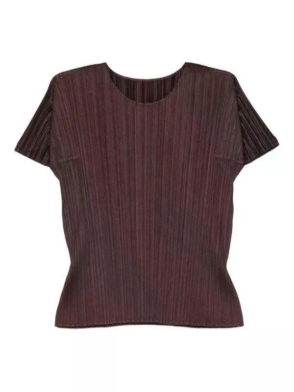 Issey Miyake Pleated Crew-neck Top - Brown
