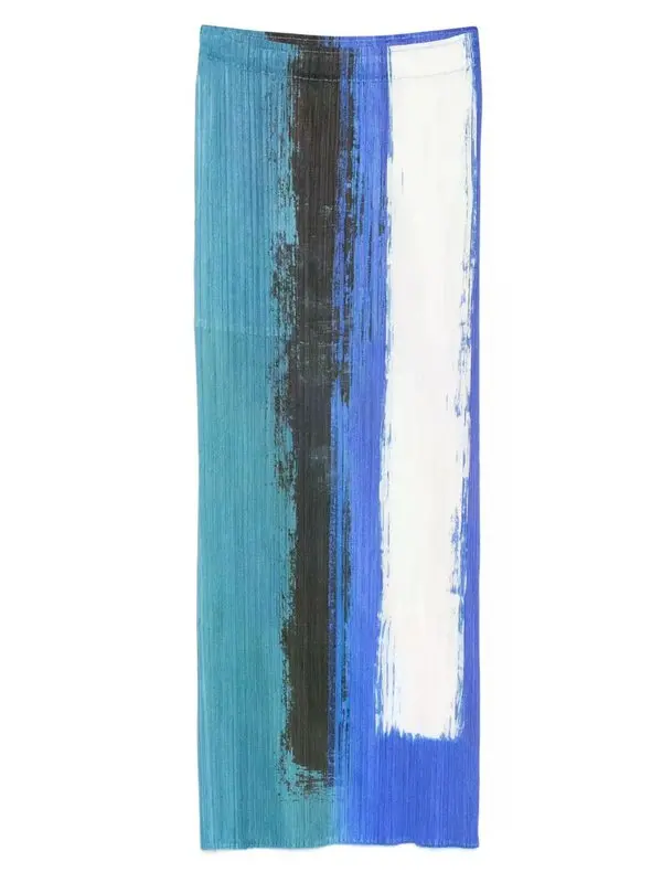 Issey Miyake Pleated Straight Skirt - Blue