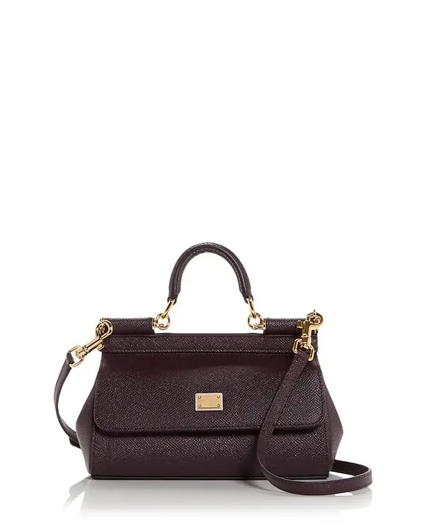 Dolce & Gabbana Leather Top Handle Bag - Wine