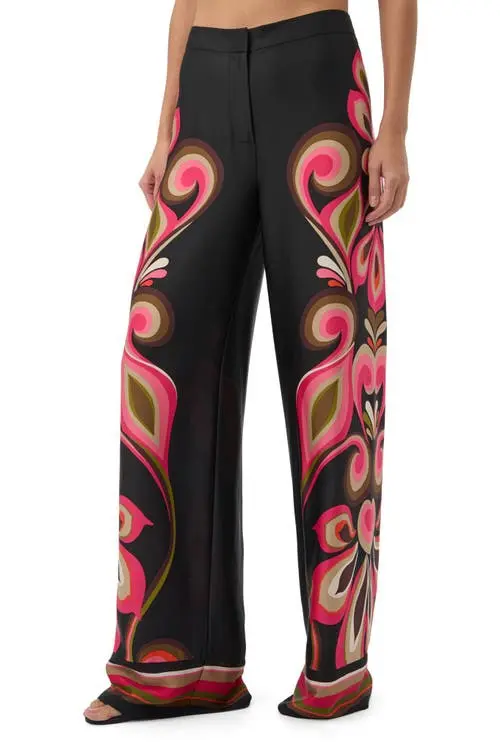 Trina Turk Verity Border Printed Wide-leg Pants