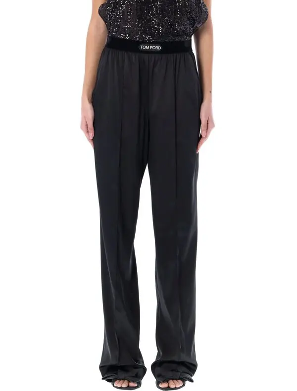 TOM FORD Relaxed Fit Silk Satin Trousers - Black