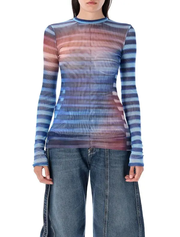 Jean Paul Gaultier Long Sleeve Top - Light Blue Peach