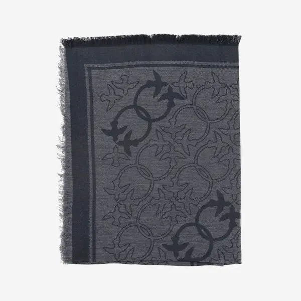 Pinko Viscose Blend Scarf With Love Birds Motif - Grey
