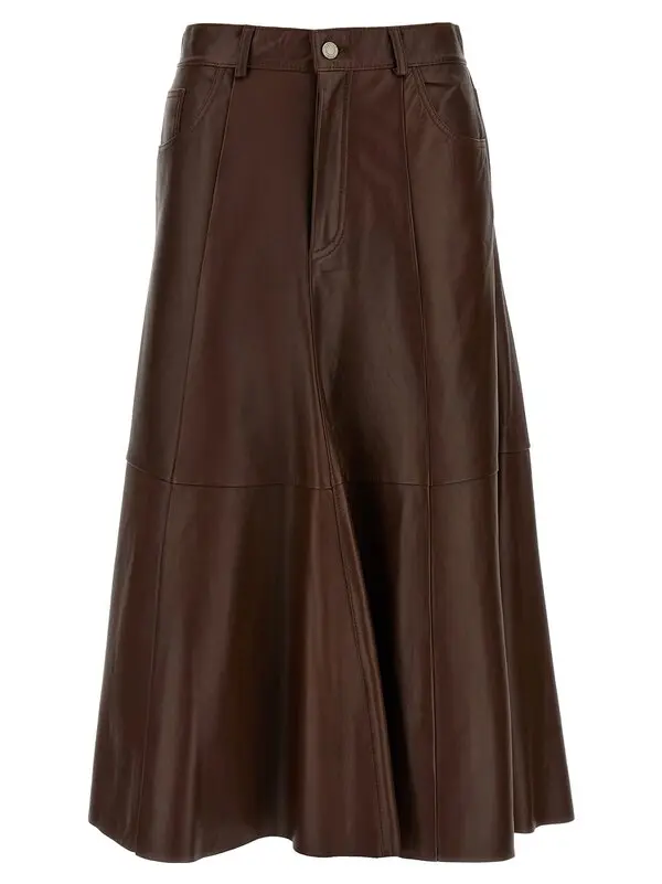 HAIKURE Mid Serenity Leather Midi Skirt - Brown