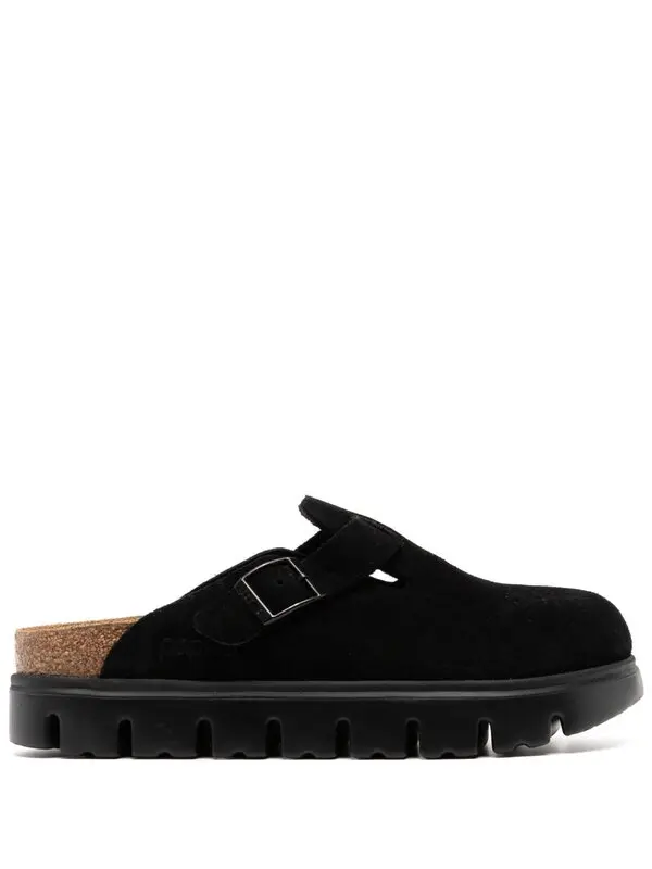 BIRKENSTOCK Boston Chunky Suede Slippers - Black