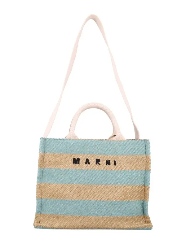 Marni Striped Tote - Raw Sienna + Pale Mint