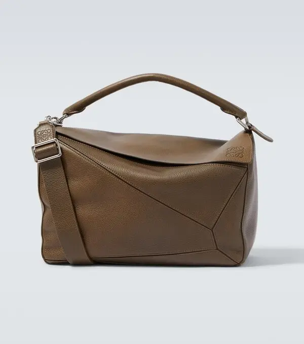 Loewe Puzzle Large Leather Tote Bag - Green