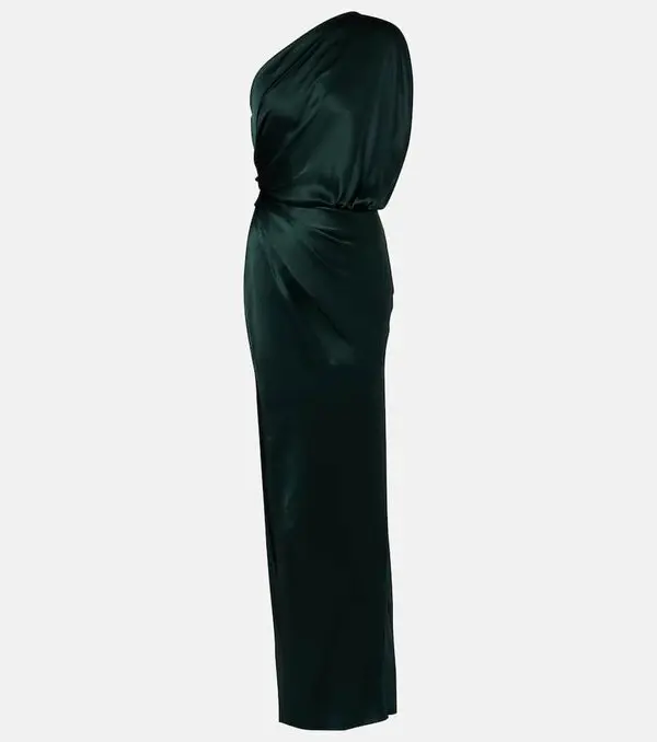 THE SEI Draped Silk Satin Gown - Green