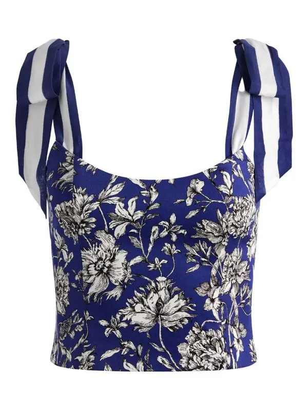 Alice + Olivia Blanca Floral Print Top - Blue