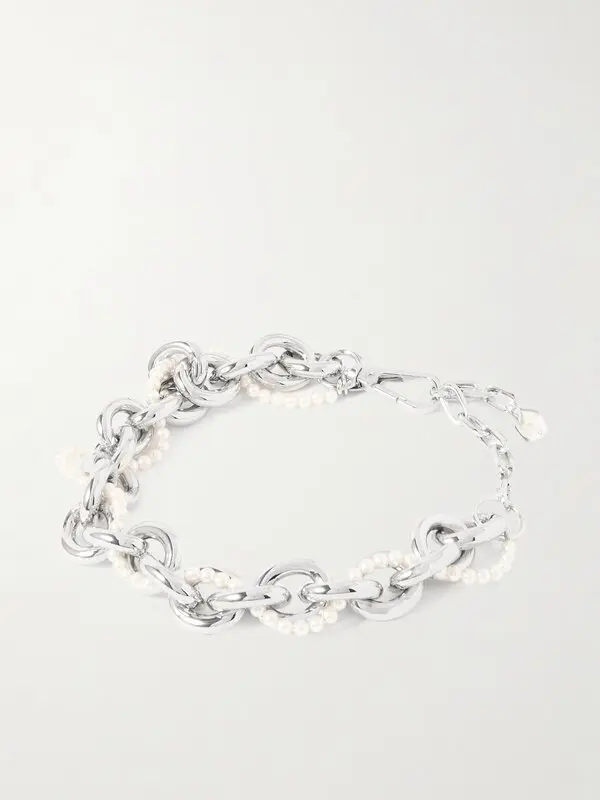 Simone Rocha Tone Faux Pearl Chain Necklace - Silver