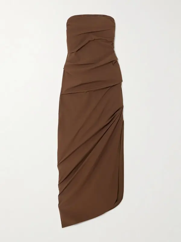Sir The Label Florent Strapless Ruched Crepe De Chine Gown