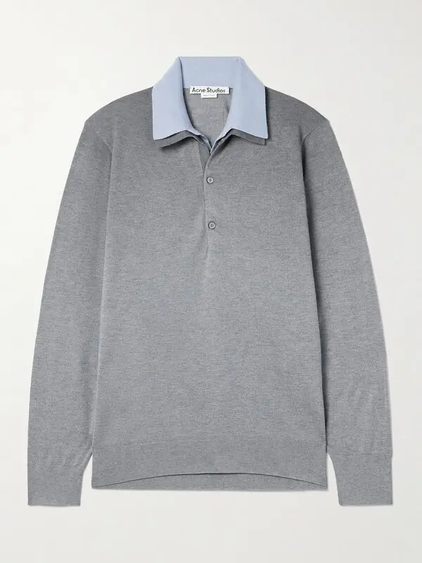 Acne Studios Layered Silk-blend Polo Sweater - Gray