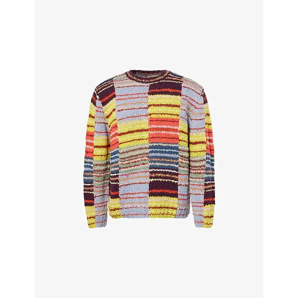 THE ELDER STATESMAN Patchwork Knitted Jumper - Patchwork Multi