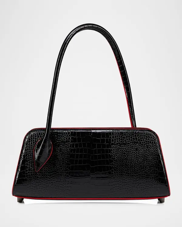 CHRISTIAN LOUBOUTIN Eloise Croc-embossed Leather Shoulder Bag