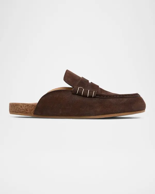 JW Anderson Stitch Suede Loafers - Deep Walnut