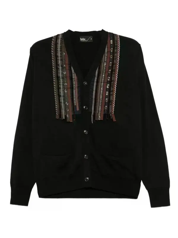 Kolor Striped Cardigan - Black