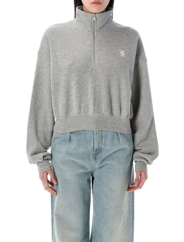 Eterne Half-zip Cropped Sweatshirt - Heater Grey