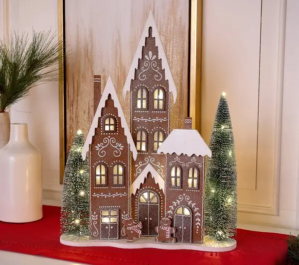 KRINGLE EXPRESS 19' Illuminated Gingerbread Village W/trees