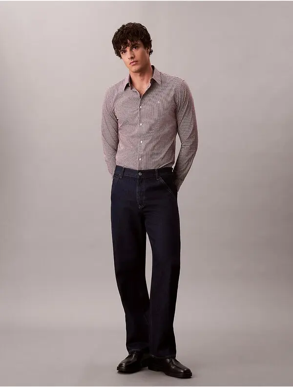 Calvin Klein Cotton Stretch Gingham Slim Button-down Shirt