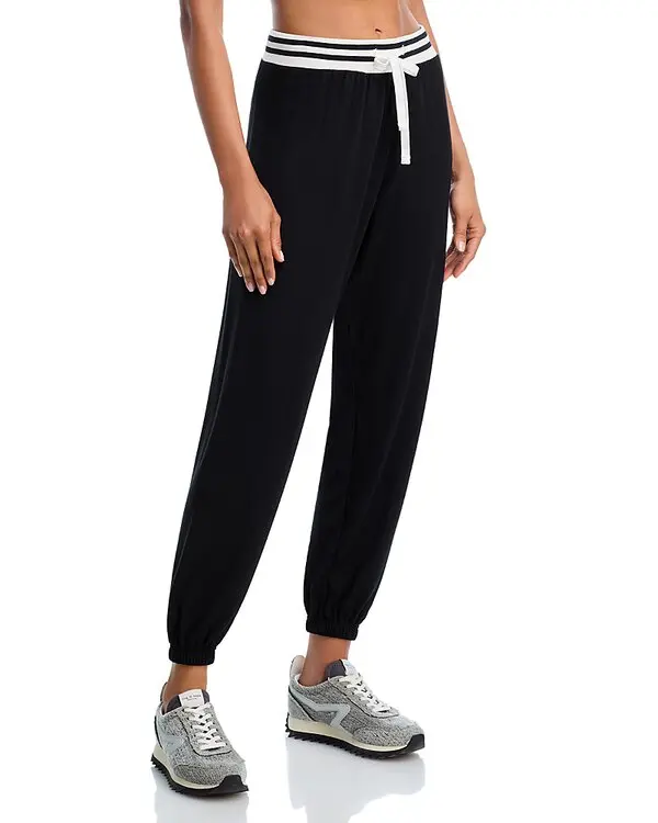 Splits59 Andie Oversized Fleece Sweatpant With Stripe - Black