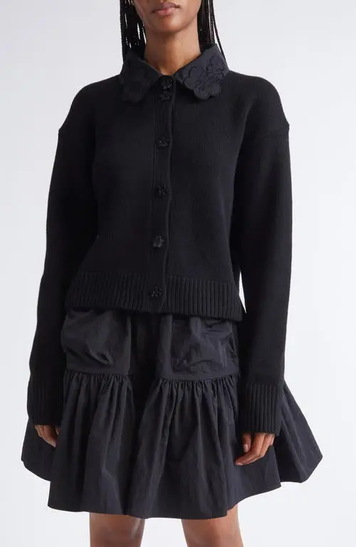 Cecilie Bahnsen Bibi Recycled Cashmere & Wool Cardigan - Black