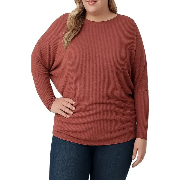 STANDARDS & PRACTICES Batwing Sleeve Ribbed Top - Coral
