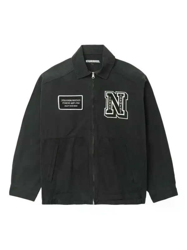 NEIGHBORHOOD Logo-patch Zip-front Jacket - Black