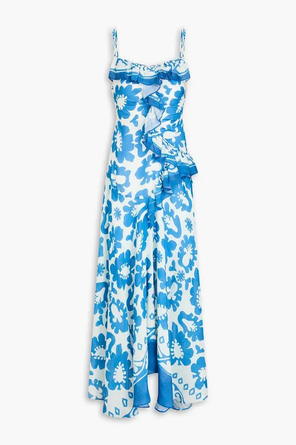 Sandro Ruffled Printed Maxi Dress