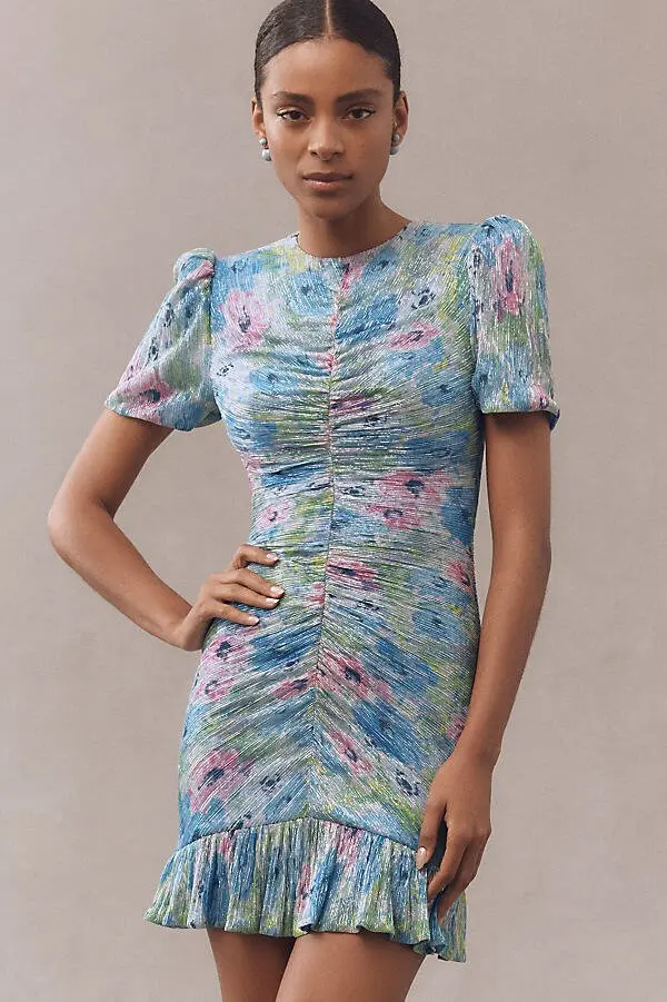 Dress The Population Chandler Ruched Mini Dress - Sky