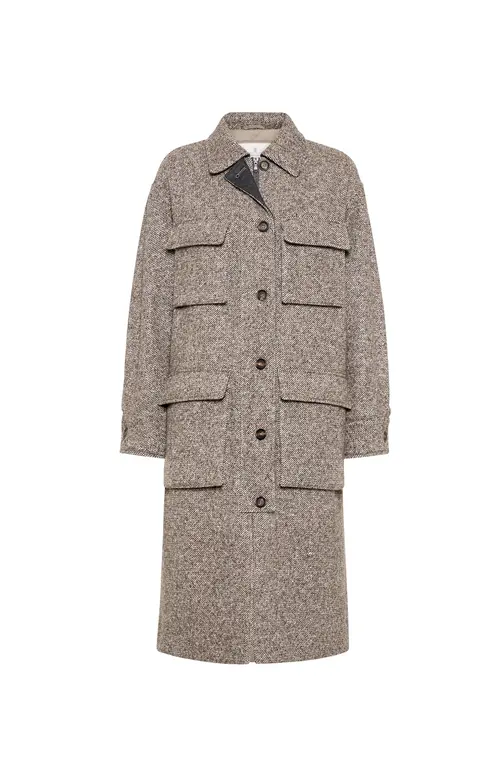 Brunello Cucinelli Mélange Diagonal Twill Coat - Light Brown
