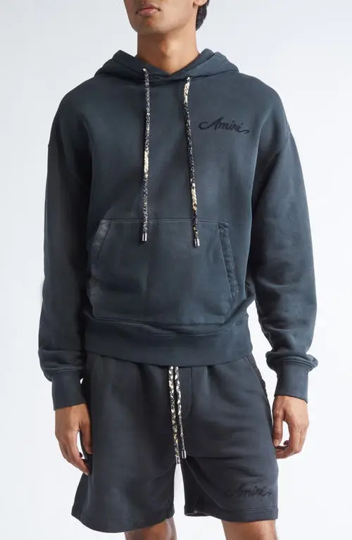 Amiri Oversized Bleach Bandana Hoodie - Black