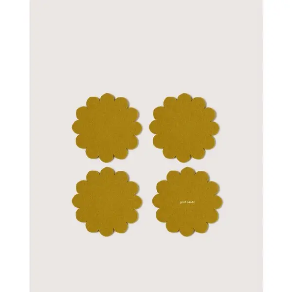GRAF LANTZ Crest Merino Wool Coaster Solid 4 Pack - Dandelion